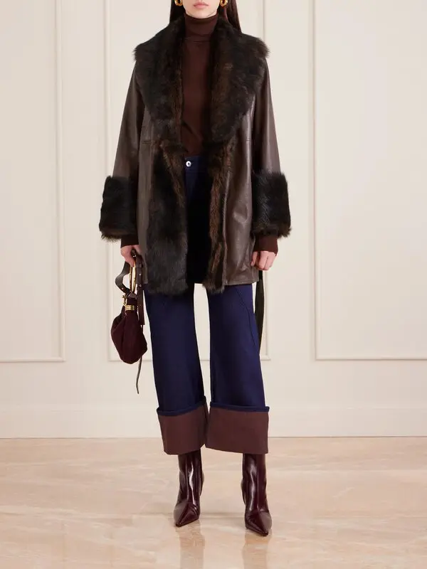 Nour Hammour Carmen Belted Shearling Jacket