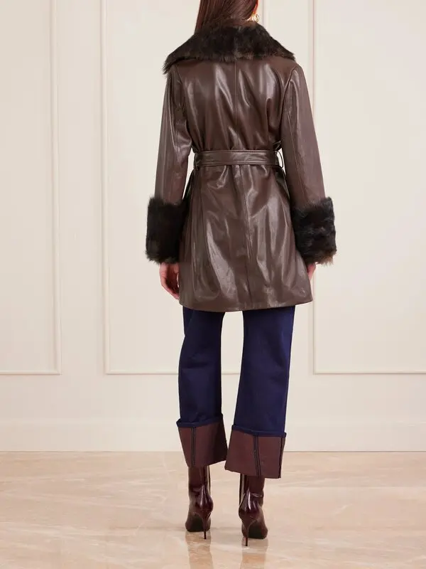 Nour Hammour Carmen Belted Shearling Jacket