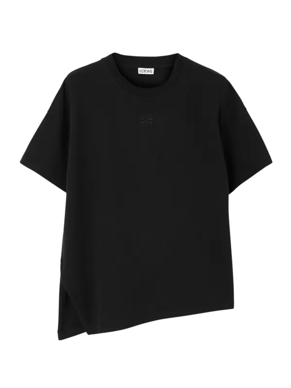 Loewe Anagram Asymmetric Cotton-blend Jersey T-shirt - Black