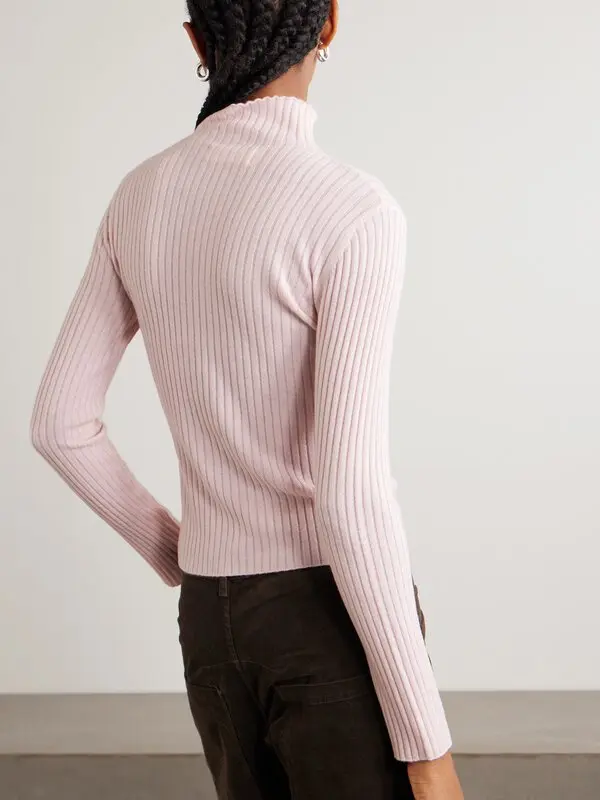 Arch4 Ariana Ribbed Organic Cashmere Sweater - Pink