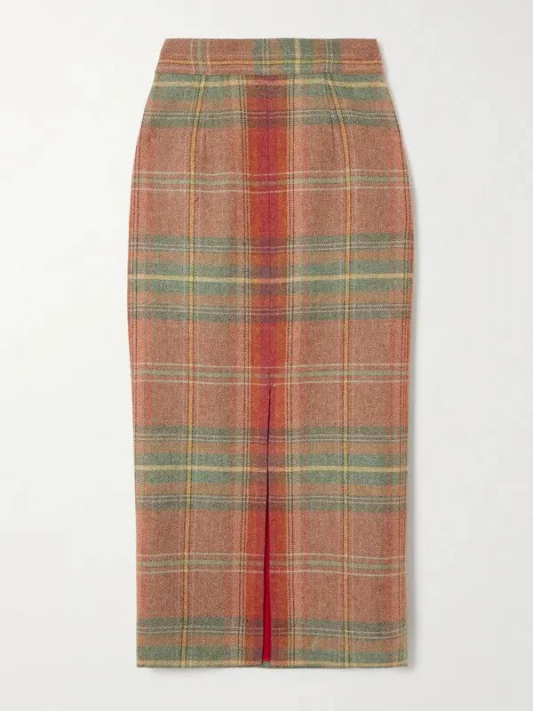 MARTA FERRI Cipriani Checked Wool Midi Skirt