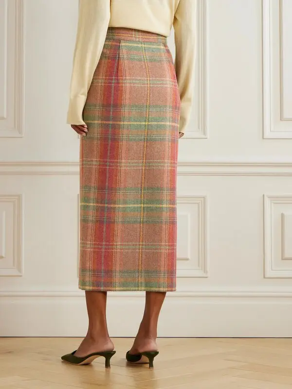 MARTA FERRI Cipriani Checked Wool Midi Skirt