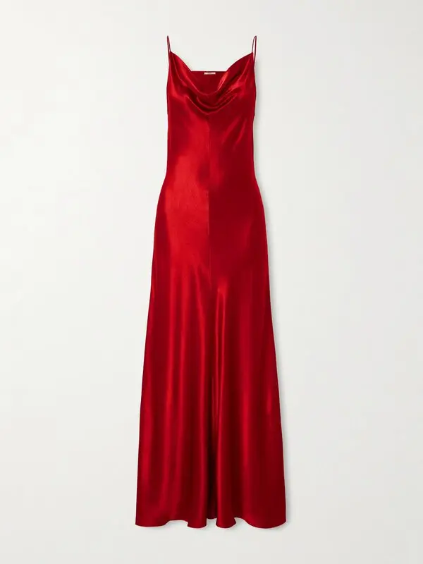 FFORME Emi Draped Hammered-satin Maxi Dress