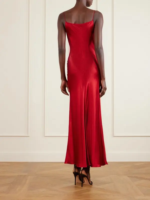 FFORME Emi Draped Hammered-satin Maxi Dress