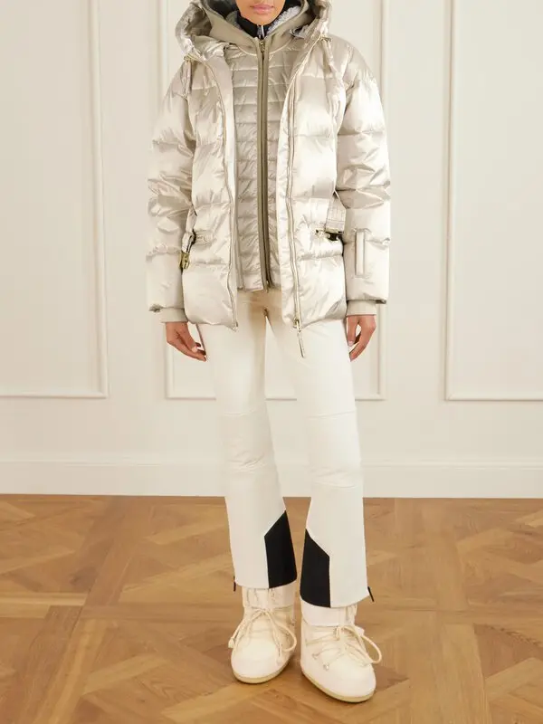 Bogner Lyra-ld Hooded Belted Layered Down Jacket - Neutrals