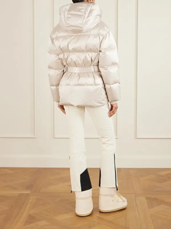 Bogner Lyra-ld Hooded Belted Layered Down Jacket - Neutrals