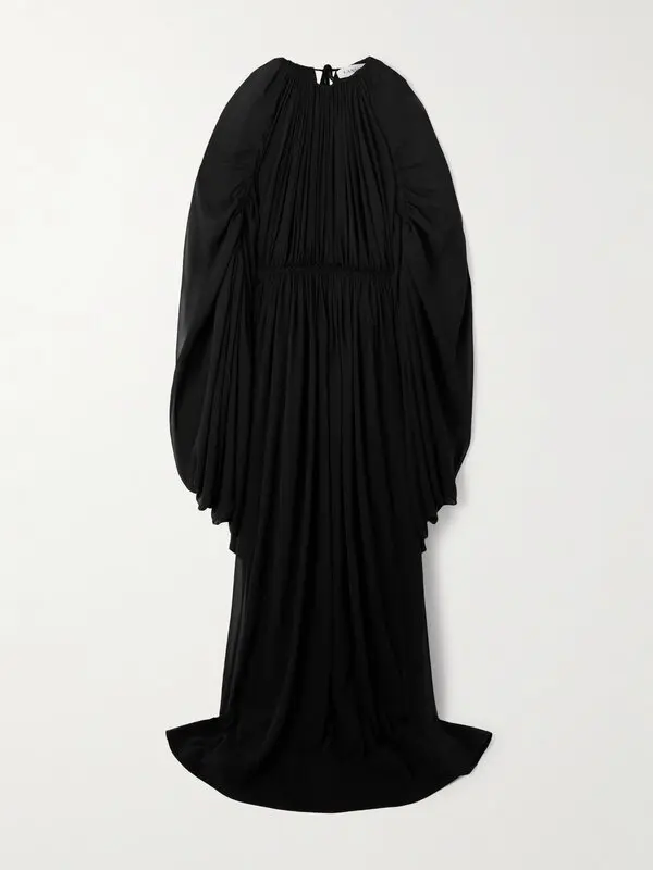 LANVIN Cape-effect Gathered Silk-chiffon Gown