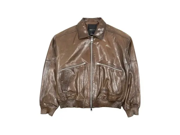 PURPLE BRAND Distressed Leather Bomber