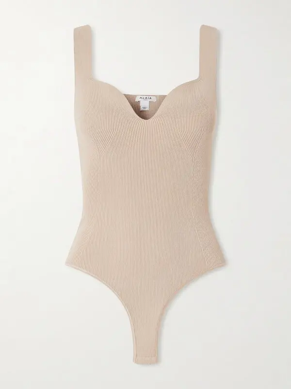 Alaïa Ribbed Jersey Bodysuit - Neutrals