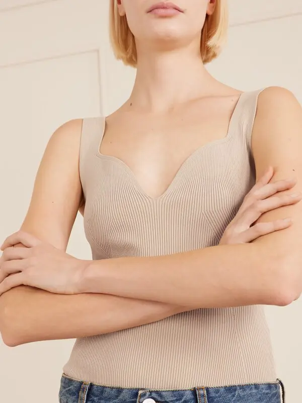 Alaïa Ribbed Jersey Bodysuit - Neutrals