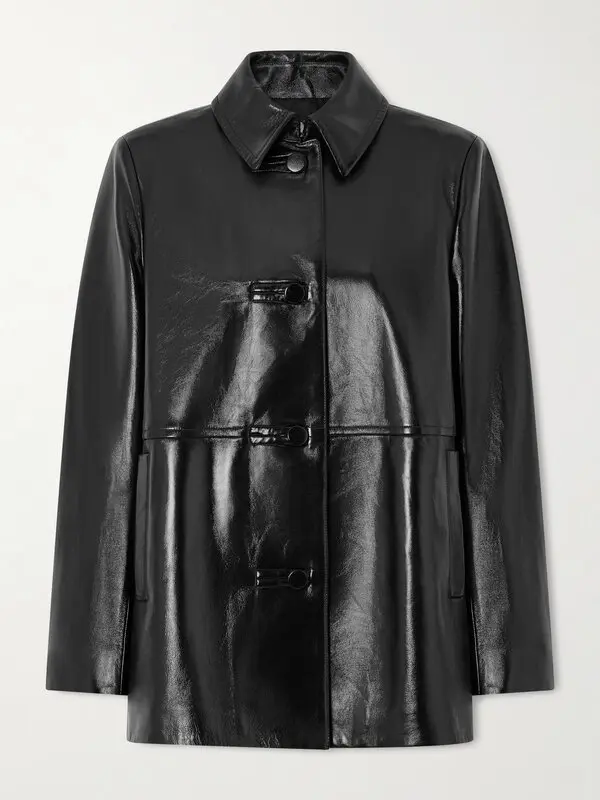 Veronica De Piante Jess Paneled Glossed-leather Jacket - Black