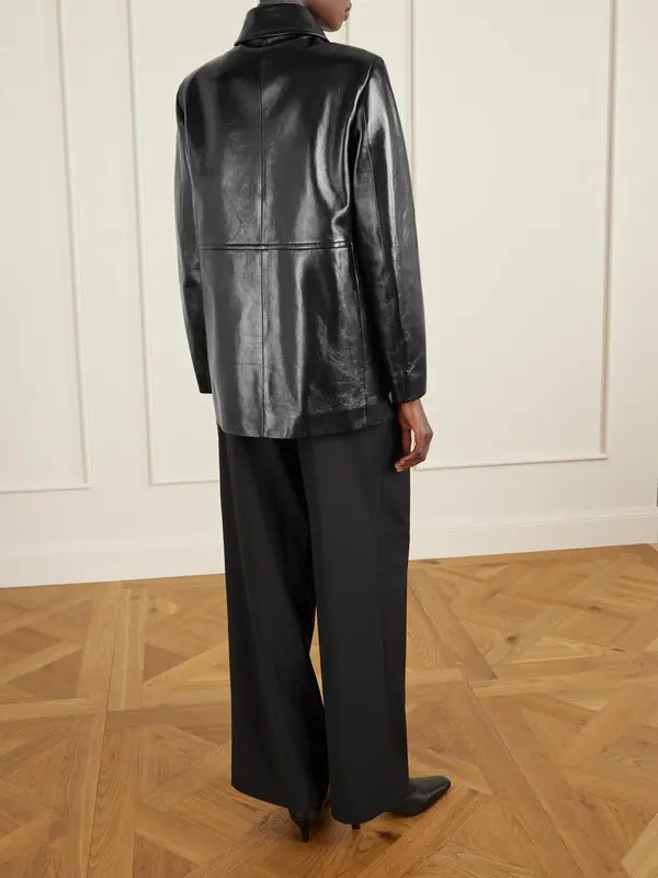 Veronica De Piante Jess Paneled Glossed-leather Jacket - Black