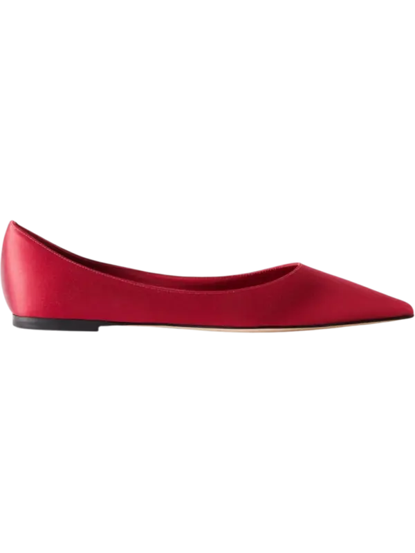 JIMMY CHOO Love Satin Ballerinas - Red