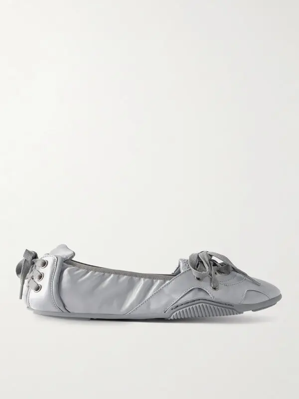 Acne Studios Bilaria Paneled Logo-print Satin Ballet Flats