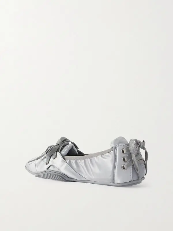 Acne Studios Bilaria Paneled Logo-print Satin Ballet Flats