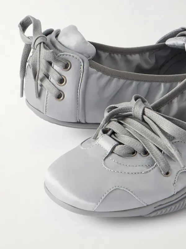 Acne Studios Bilaria Paneled Logo-print Satin Ballet Flats