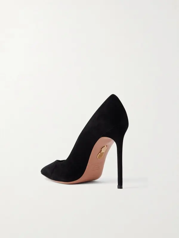 AQUAZZURA Studio 105 Mesh-paneled Suede Pumps - Black