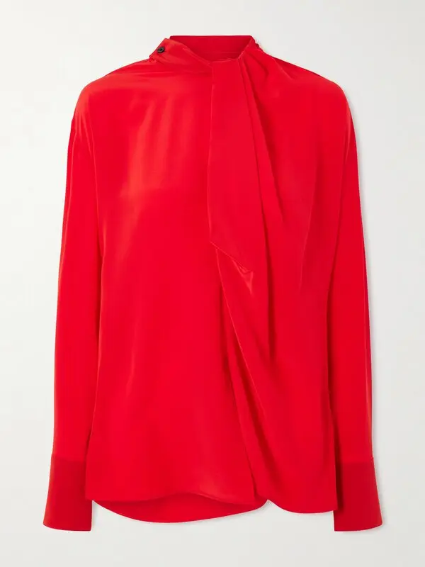 Victoria Beckham Draped Silk Blouse - Red