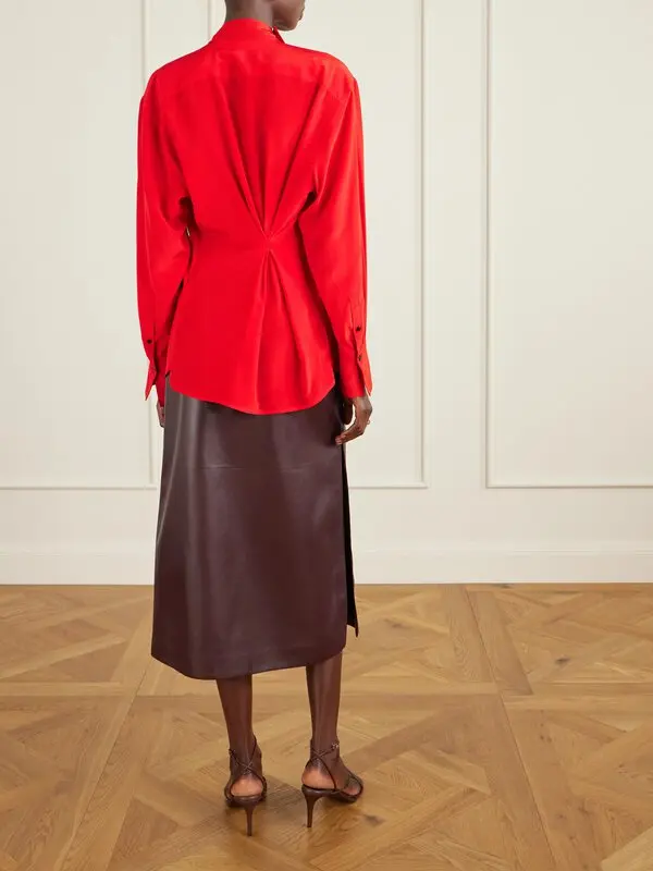 Victoria Beckham Draped Silk Blouse - Red