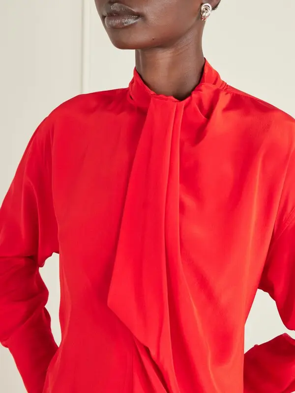 Victoria Beckham Draped Silk Blouse - Red