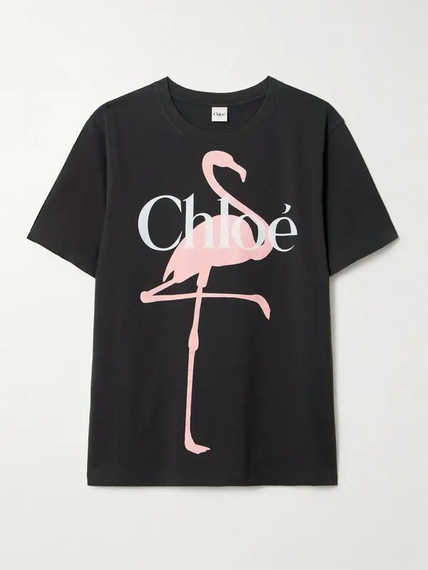 Chloé Printed Organic Cotton-jersey T-shirt - Black