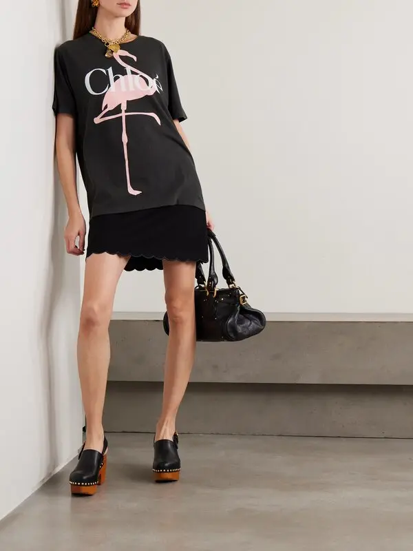 Chloé Printed Organic Cotton-jersey T-shirt - Black