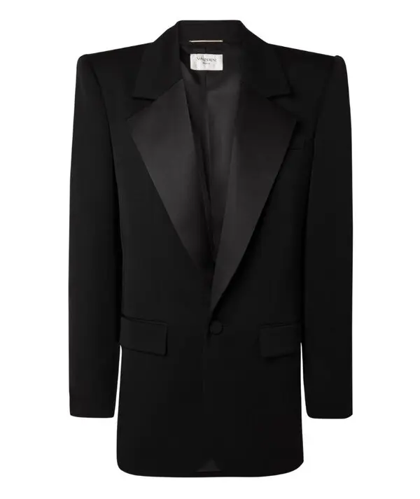 Saint Laurent Grain De Poudre Wool And Silk-satin Blazer