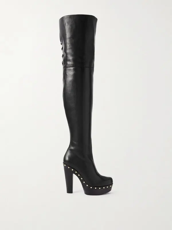 Chloé Studded Leather Over-the-knee Boots - Black