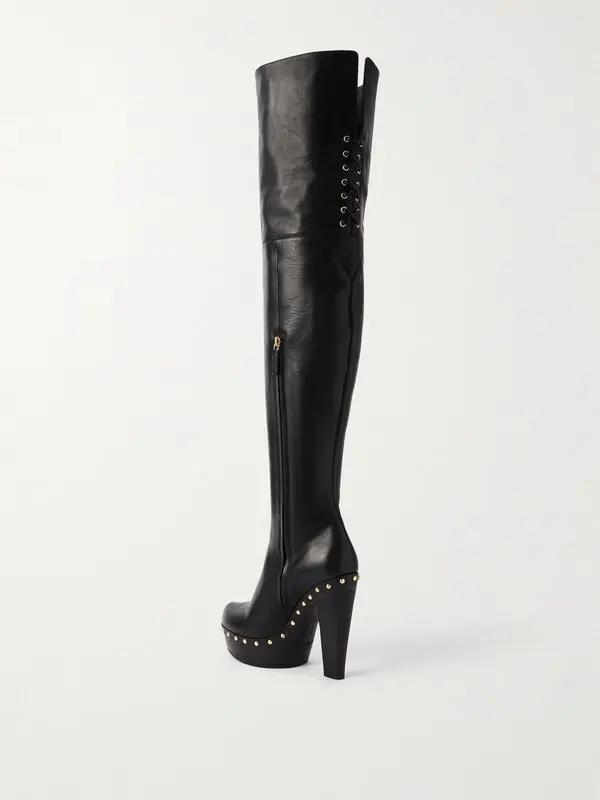 Chloé Studded Leather Over-the-knee Boots - Black