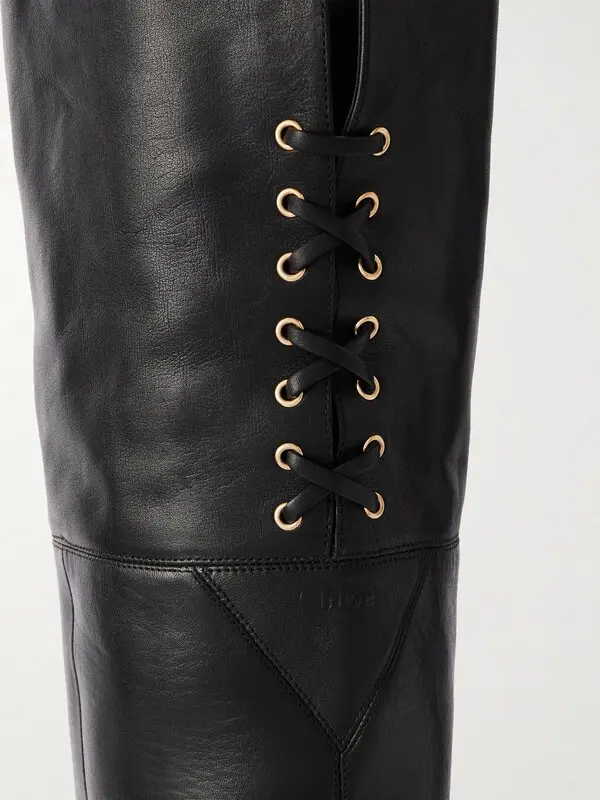 Chloé Studded Leather Over-the-knee Boots - Black