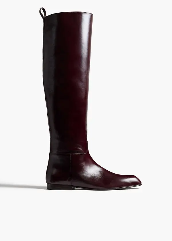 Khaite Colt Knee-high Boot In Glazed Leather - Bordeaux