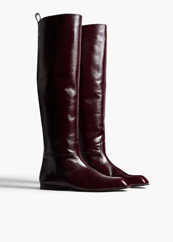 Khaite Colt Knee-high Boot In Glazed Leather - Bordeaux