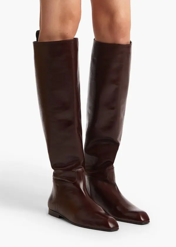 Khaite Colt Knee-high Boot In Glazed Leather - Bordeaux