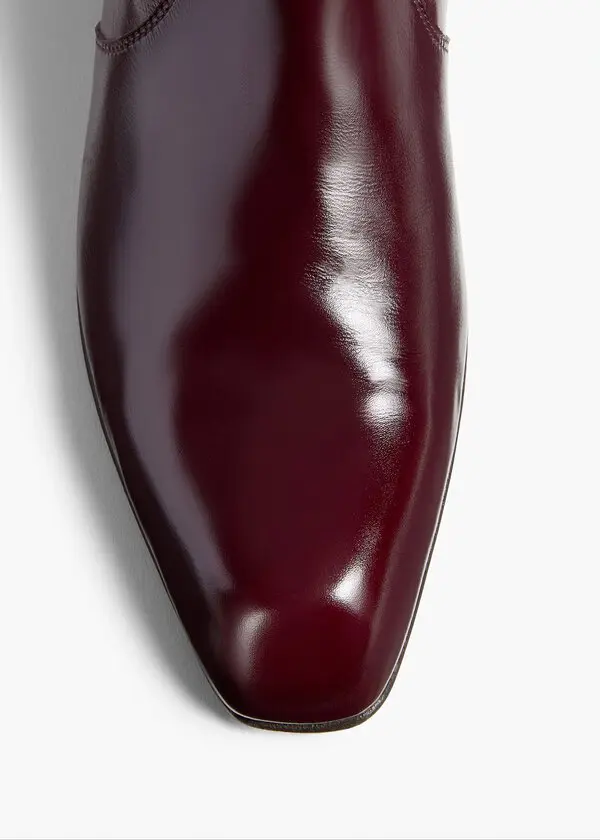 Khaite Colt Knee-high Boot In Glazed Leather - Bordeaux