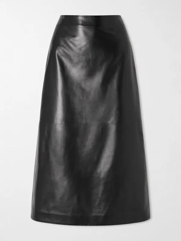 Veronica De Piante Gisele Paneled Leather Midi Skirt