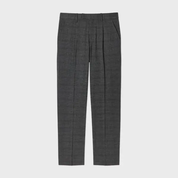 Paul Smith Textured-cotton Check Pleated Trousers