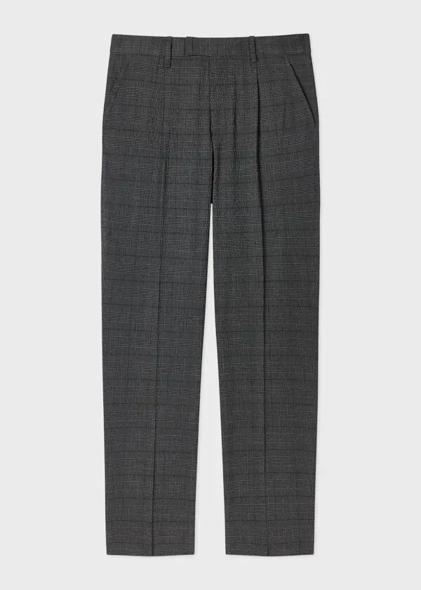 Paul Smith Textured-cotton Check Pleated Trousers