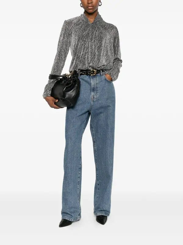 IRO PARIS Ysane Metallic Effect Blouse - Silver