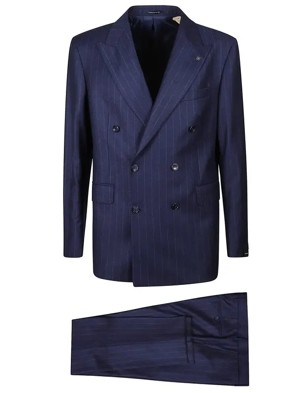 Tagliatore Wool Suit With Double Breasted D Blazer Napoli - Blue