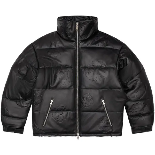 DENIM TEARS Embossed Leather Puffer - Black