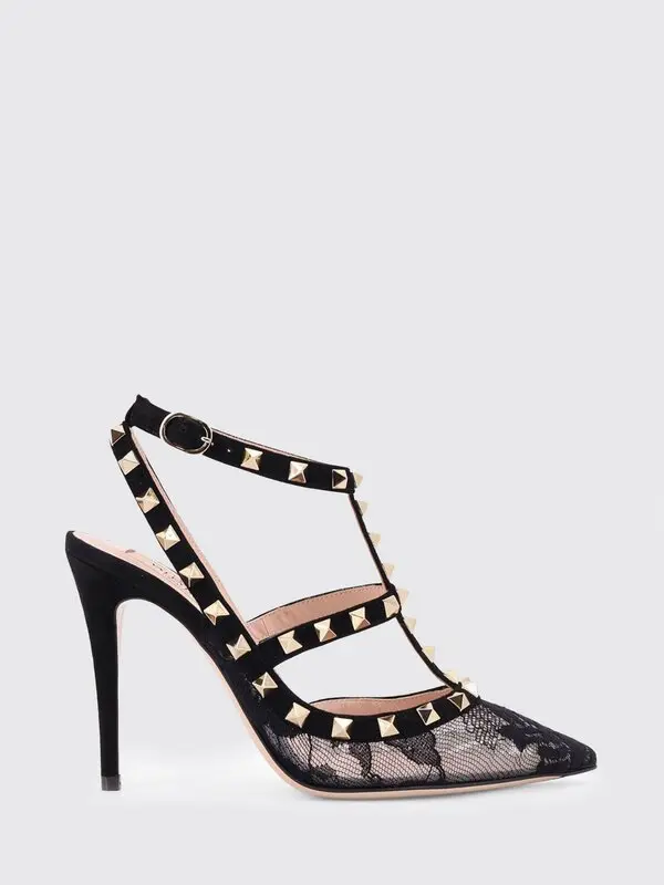 Valentino Garavani Rockstud Suede And Lace Pumps