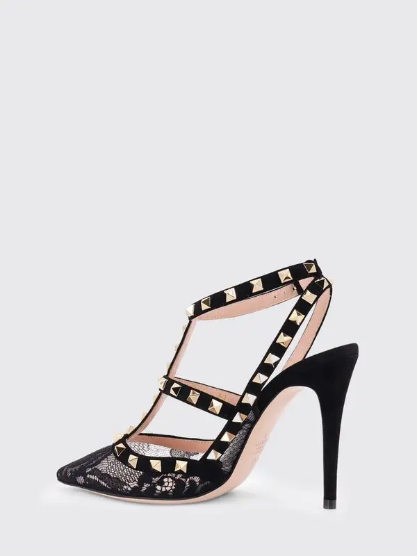 Valentino Garavani Rockstud Suede And Lace Pumps