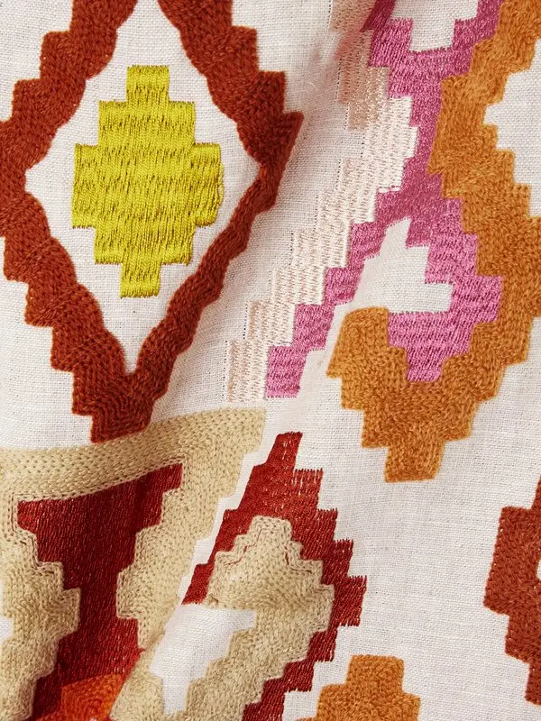 MARTA FERRI Santorini Embroidered Midi Skirt