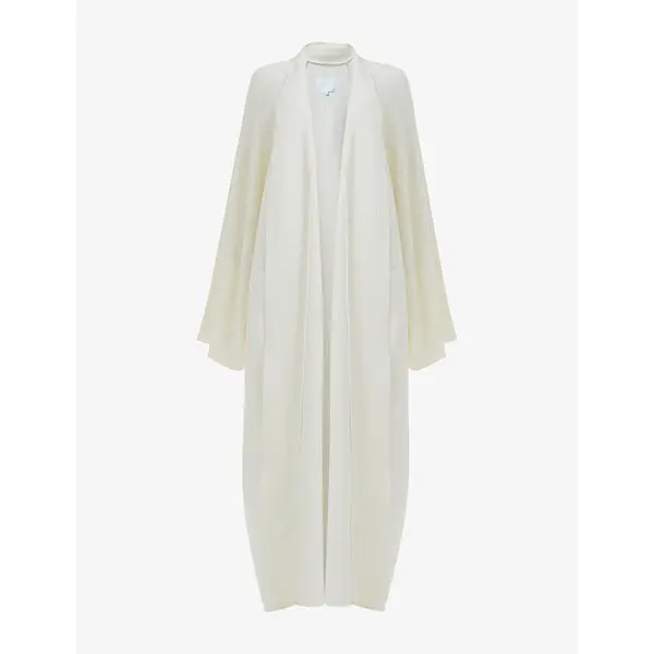 LEEM Ribbed Relaxed-fit Knitted Bisht - White