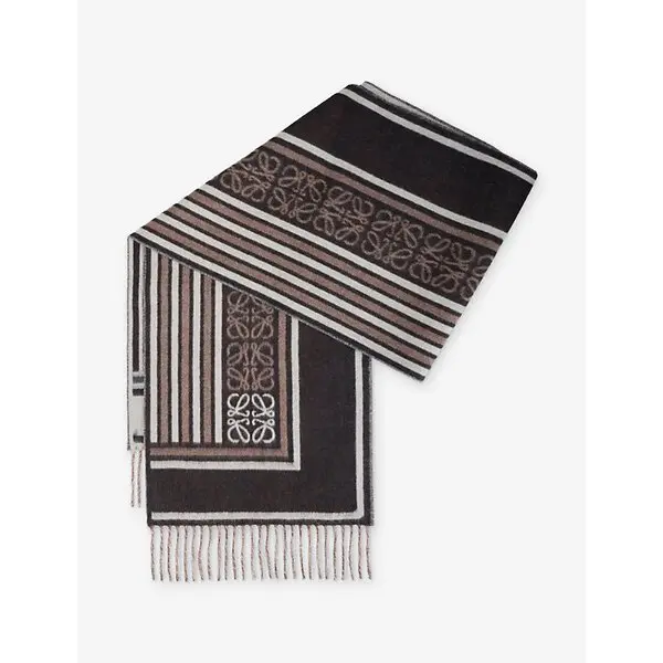 Loewe Branded Wool And Cashmere Scarf