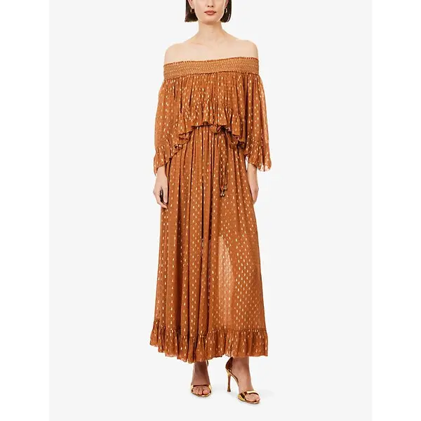 Zimmermann Off-shoulder Woven Maxi Dress