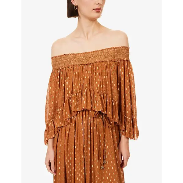Zimmermann Off-shoulder Woven Maxi Dress