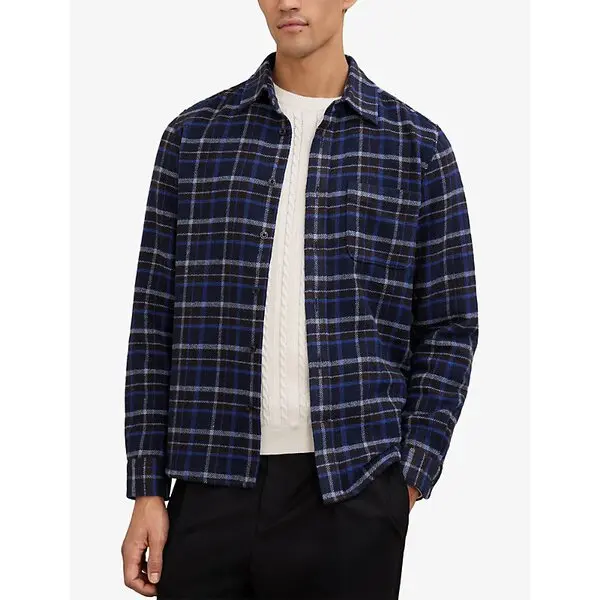 REISS Sam Checked Woven Overshirt