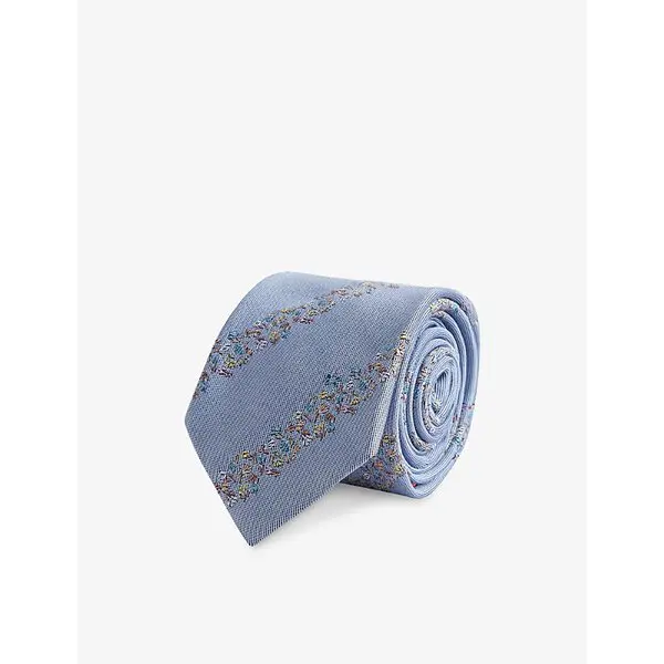 Paul Smith Floral Wide-blade Silk Tie - Blue