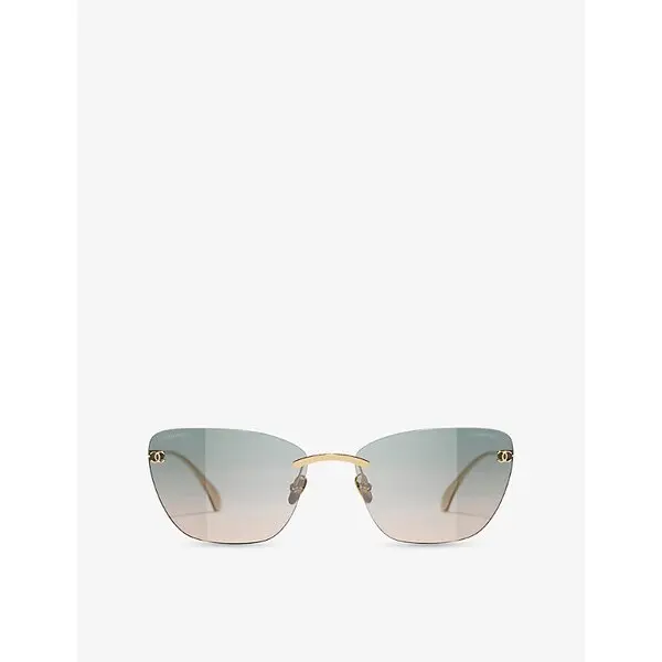Chanel Cat Eye-frame Titanium Sunglasses - Gold